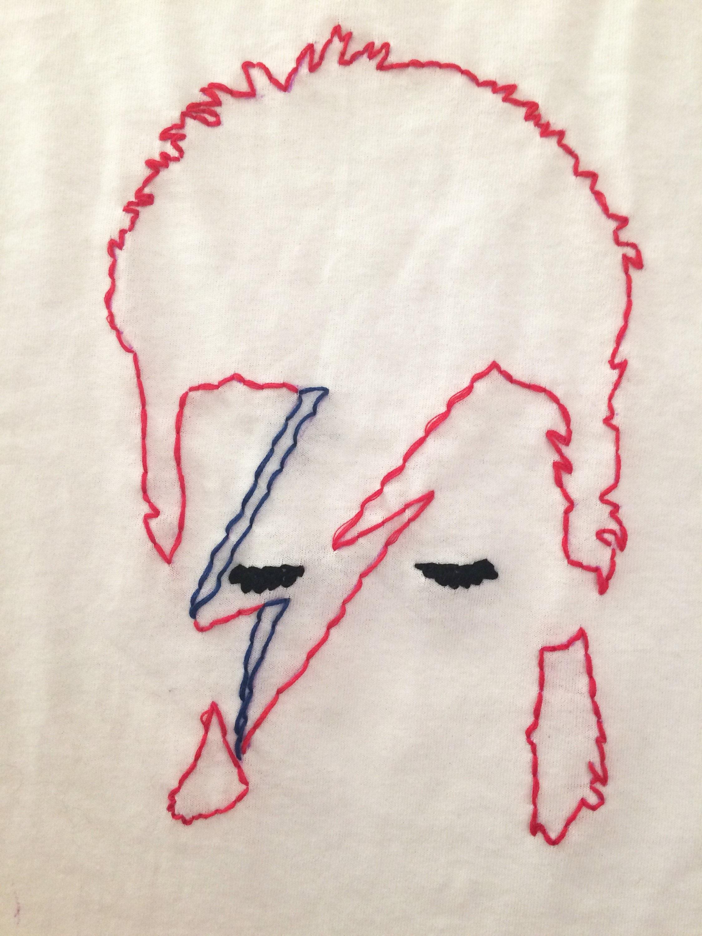 Aladdin Sane Tee, David Bowie Shirt Hand-embroidered, Glam Rock Bowie ...