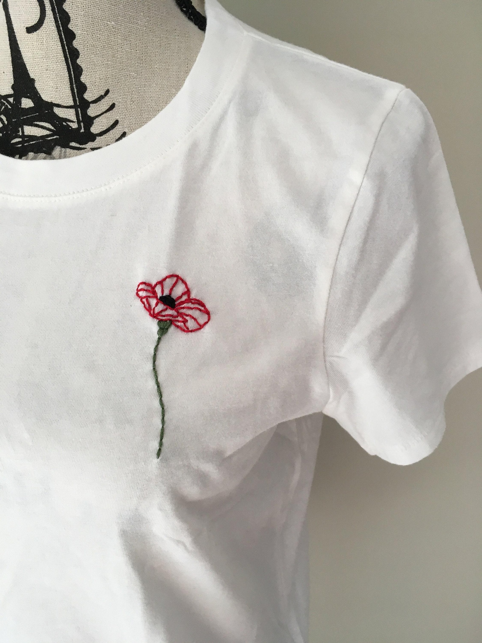 Poppy Flower Embroidery Design, Minimal Flower Shirt, Custom ...