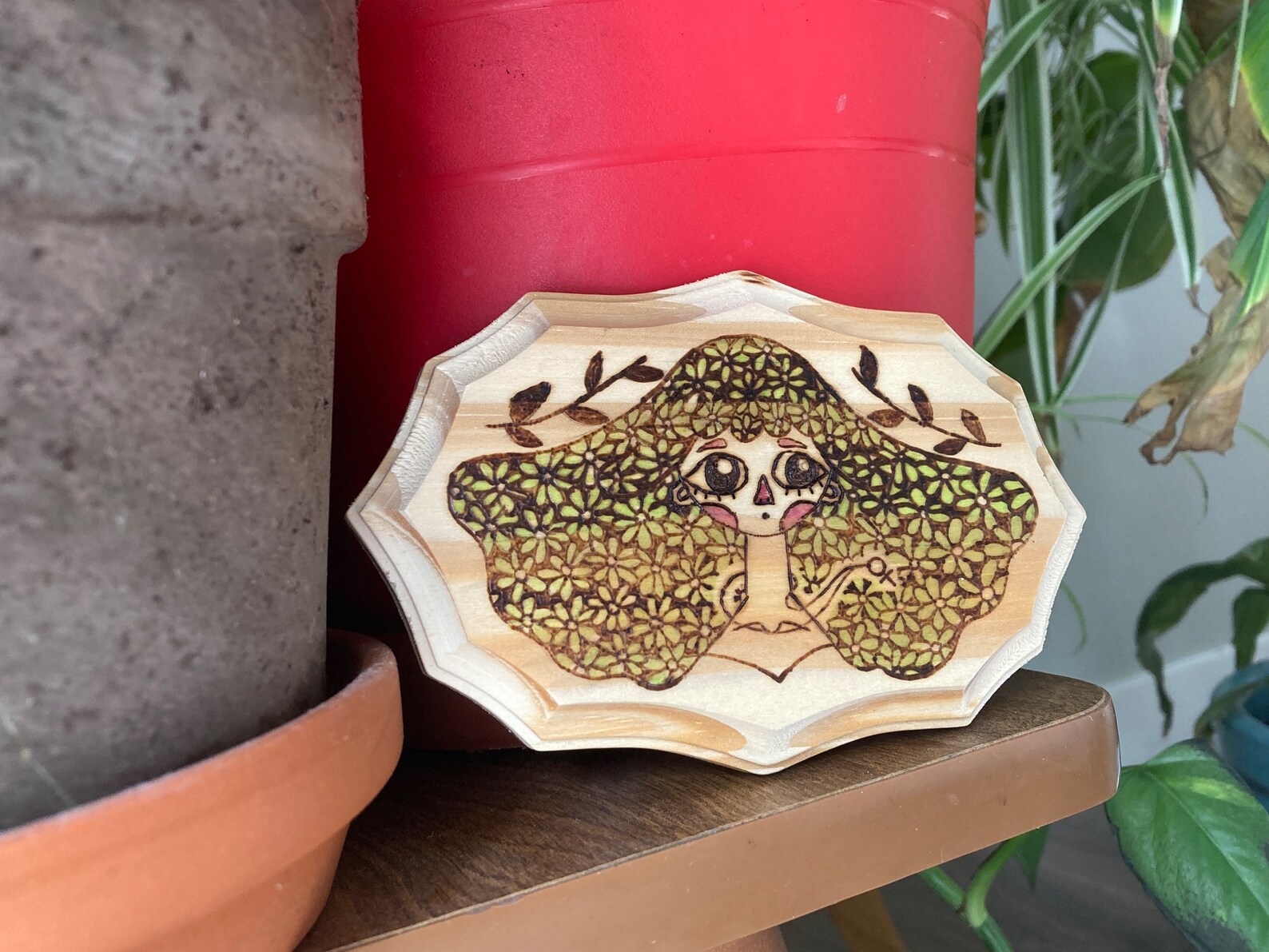 Florabelle, 2021 | Pyrography Wood Burning Art, Painted Wooden Wall ...