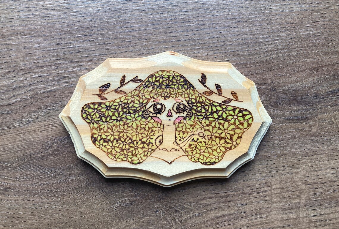 Florabelle, 2021 | Pyrography Wood Burning Art, Painted Wooden Wall ...