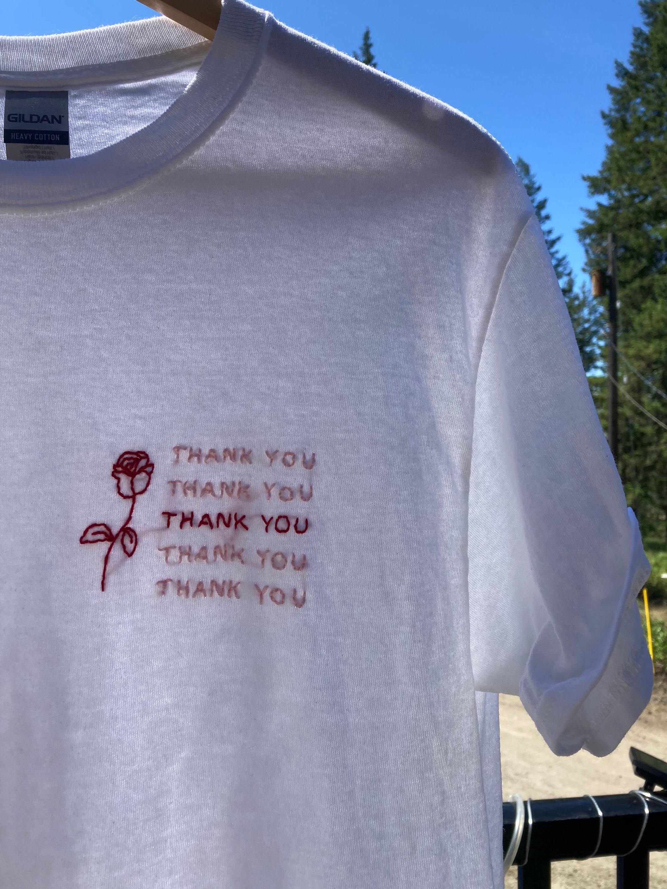 Thank You Shirt, Custom Embroidered Retro Tee, 90s Plastic Bag Design ...