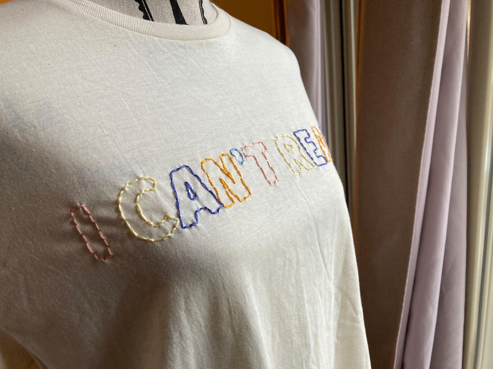 Pastel Block Letter Tee | CAPS Font | Custom Hand-embroidered Shirt - Etsy