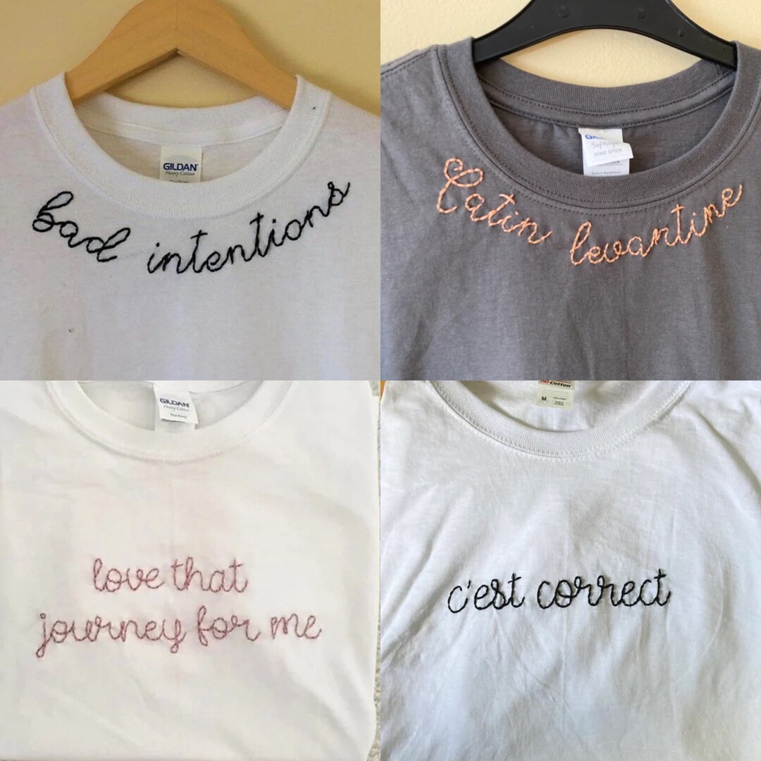 Custom Loopy Font Quote | Neckline or Chest Embroidery - Etsy