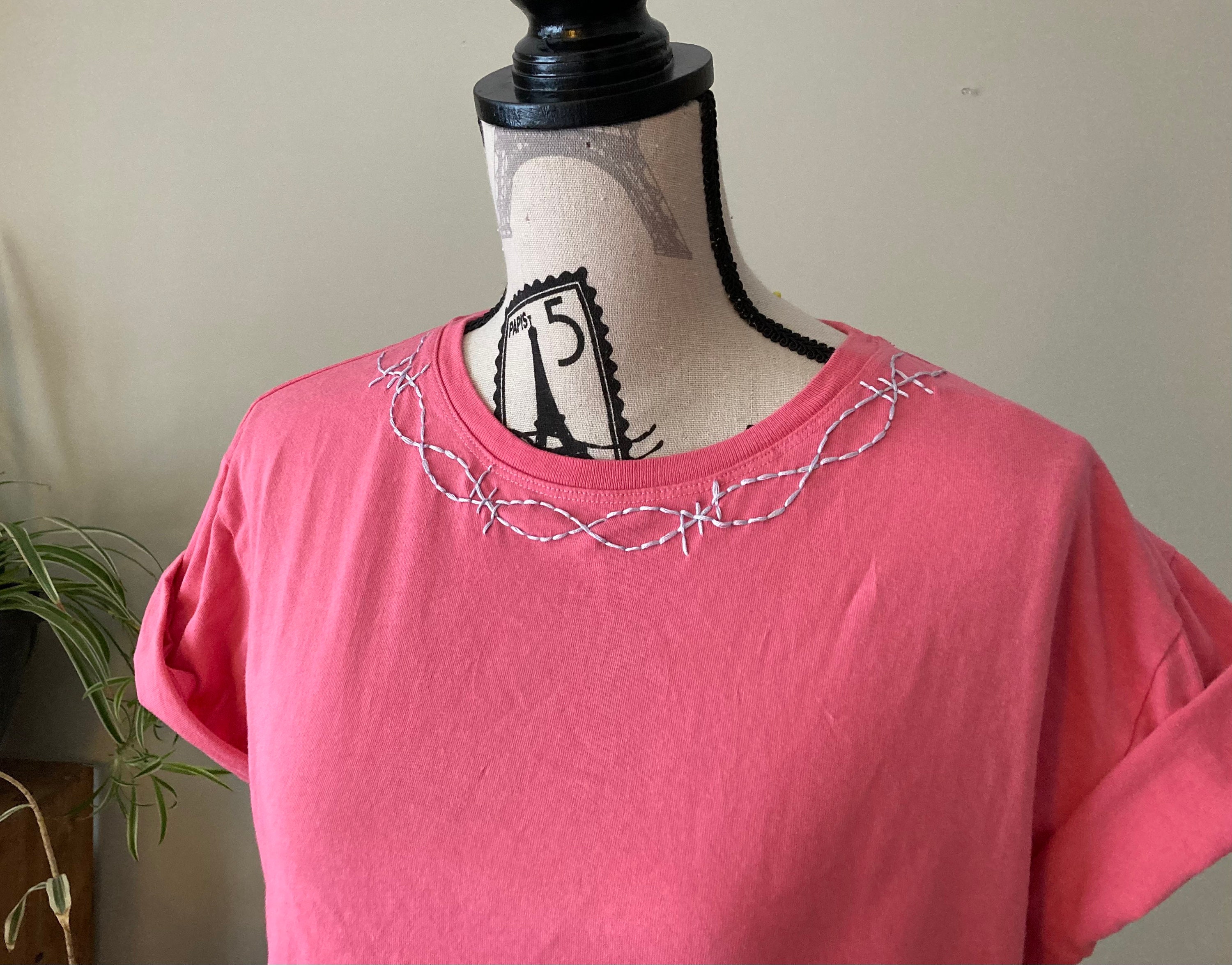 Barbwire Crop Top | Hand-embroidered Barbed Wire Choker Shirt | Baby ...