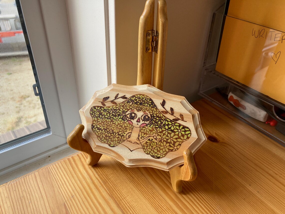 Florabelle, 2021 | Pyrography Wood Burning Art, Painted Wooden Wall ...