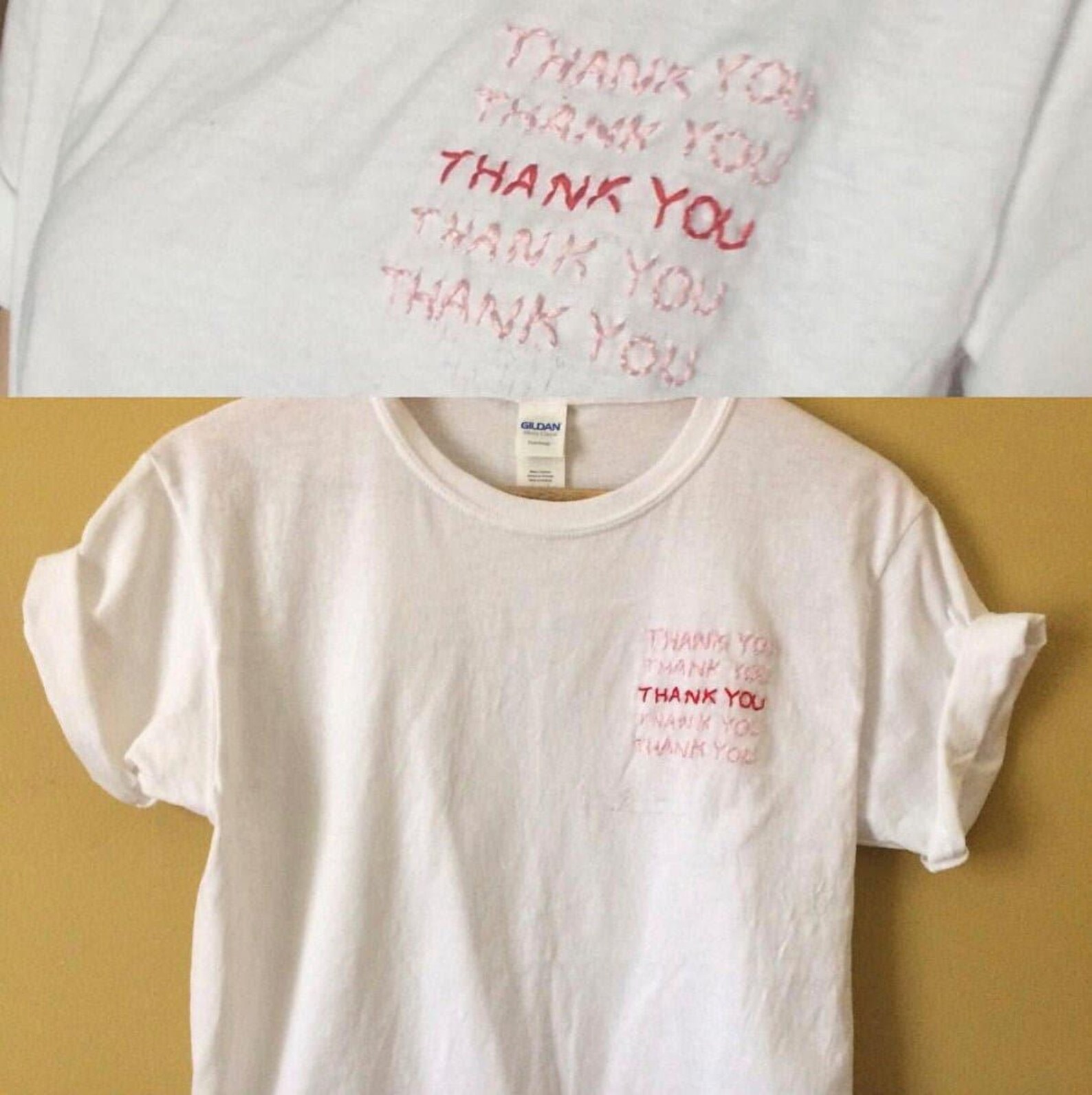 Thank You Shirt, Custom Embroidered Retro Tee, 90s Plastic Bag Design ...