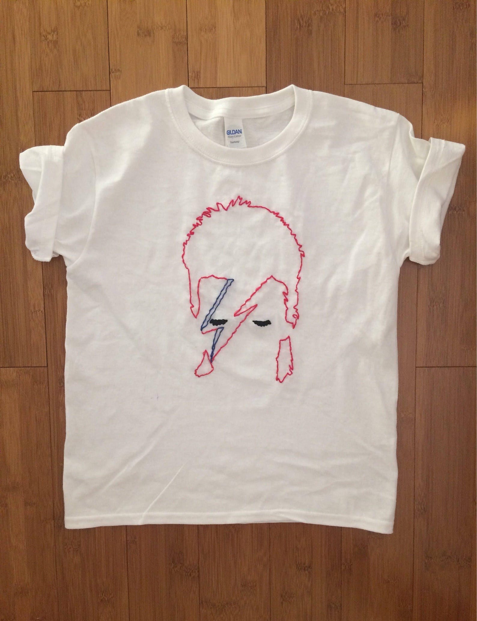 Aladdin Sane Tee, David Bowie Shirt Hand-embroidered, Glam Rock Bowie ...
