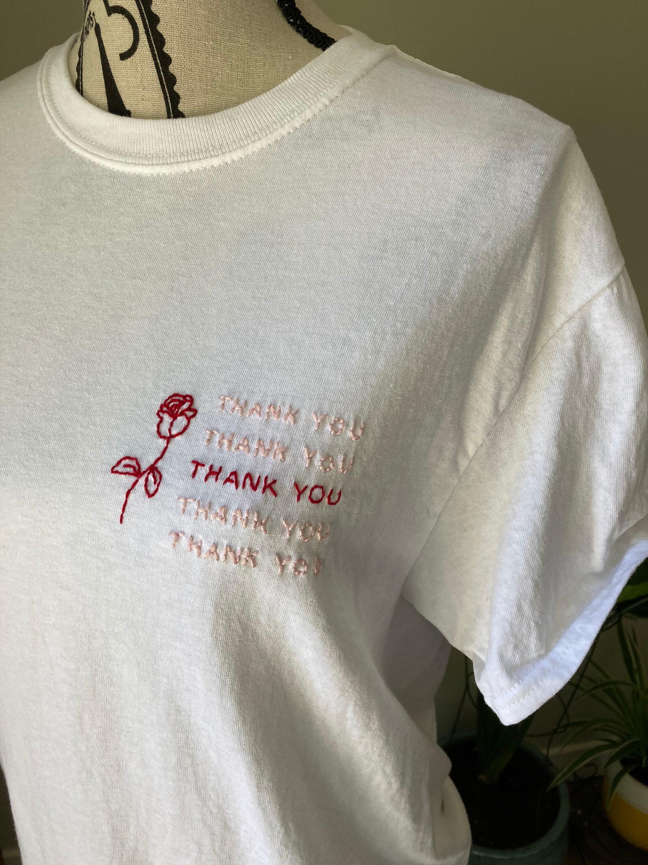 Thank You Shirt, Custom Embroidered Retro Tee, 90s Plastic Bag Design ...