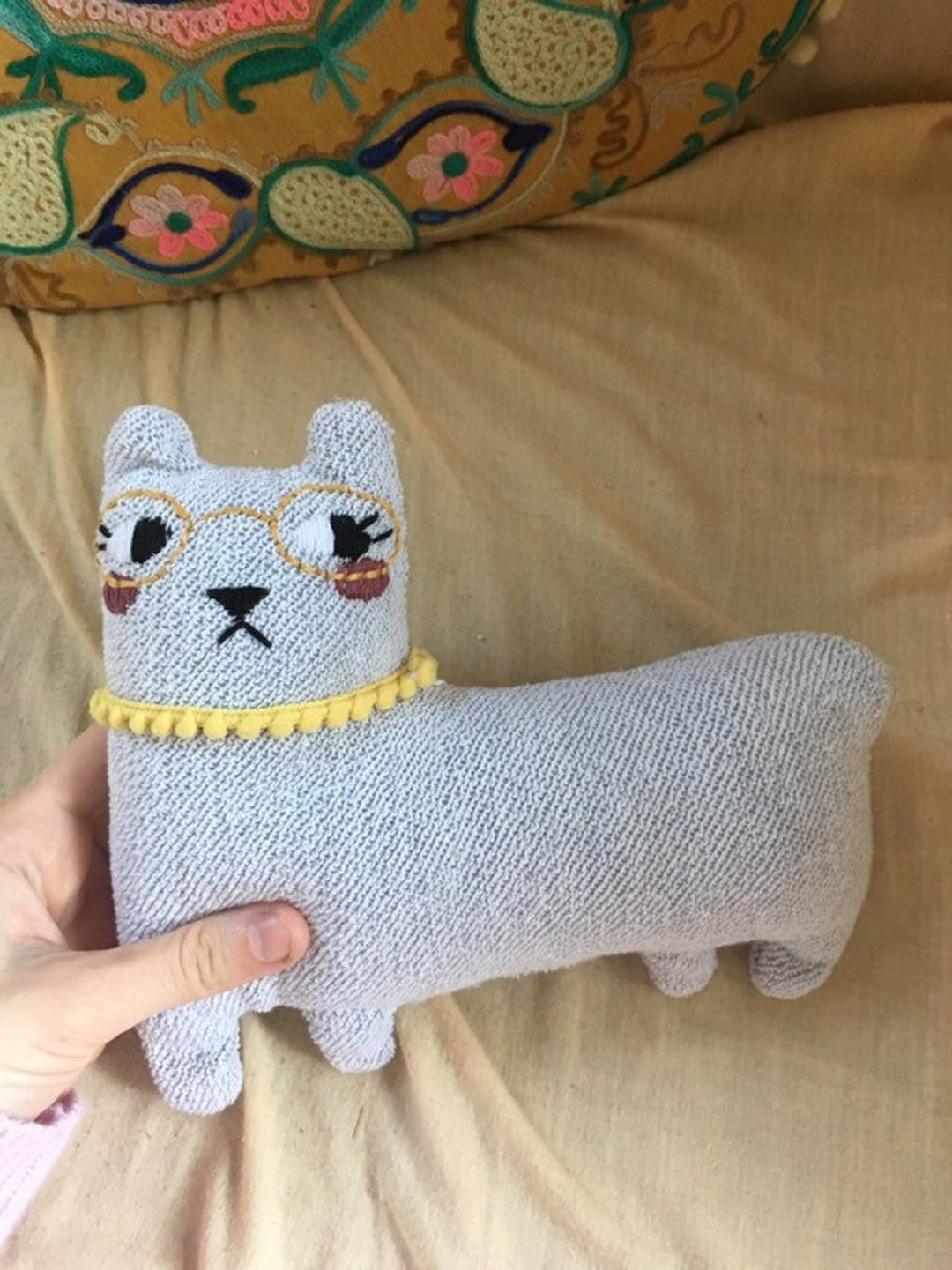 Eleanor: Stuffed Llama Doll Upcycled Plush Hand Embroidered Art Doll ...