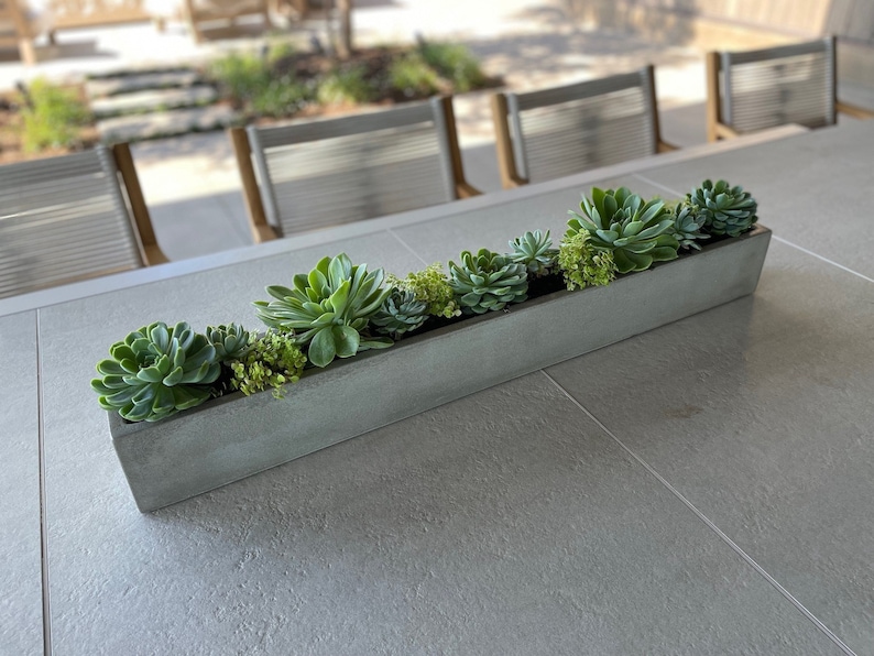 Trough Centerpiece Planter / Concrete / Dining Table Decor / - Etsy