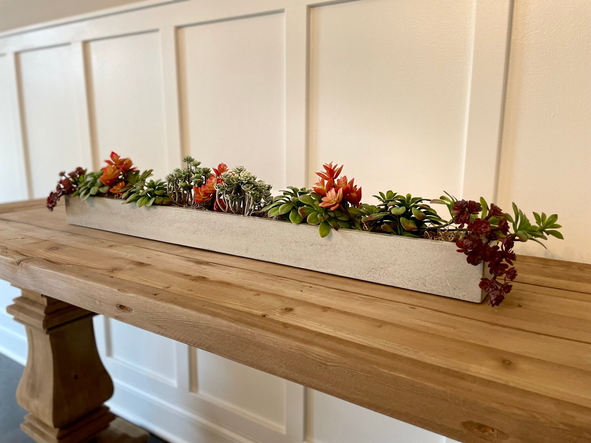 Trough Centerpiece Planter / Concrete / Dining Table Decor / - Etsy