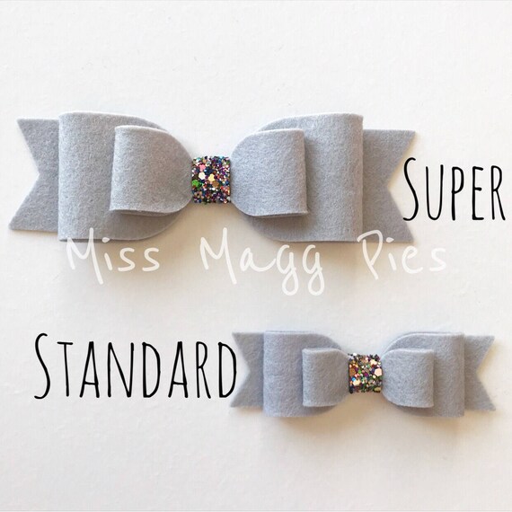 Light Gray Standard OR Super Felt Hair Bow // Double Loop | Etsy