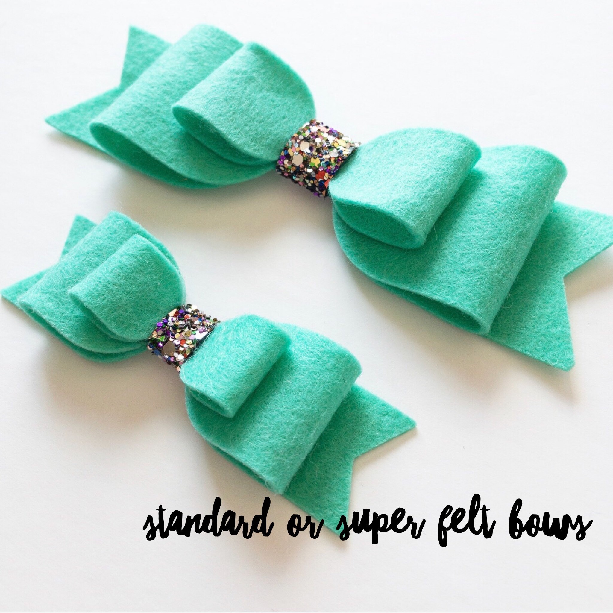 Aquamarine Standard OR Super Felt Hair Bow // Double Loop Bows | Etsy