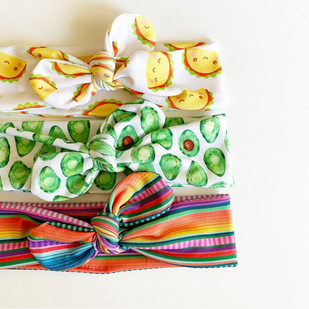 Tacos Avocados or Mexican Blanket · Top Knot Headband / Adjustable ...