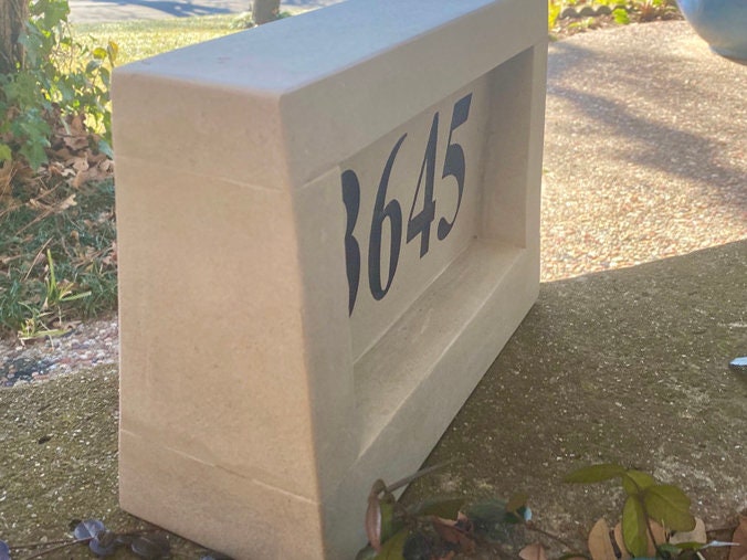 River Oaks/freestanding/stone Address Block/two Sided/house Number - Etsy