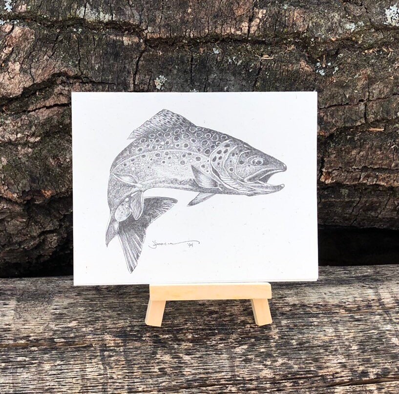Trout Fishing Note Card // Prints // Flyfishing // Stream // Rainbow ...