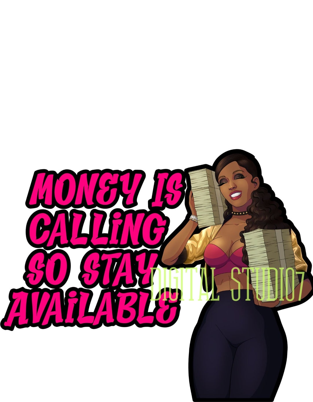 Beautiful Black Woman Money Calling , Png , Svg , Jpg , Good for ...