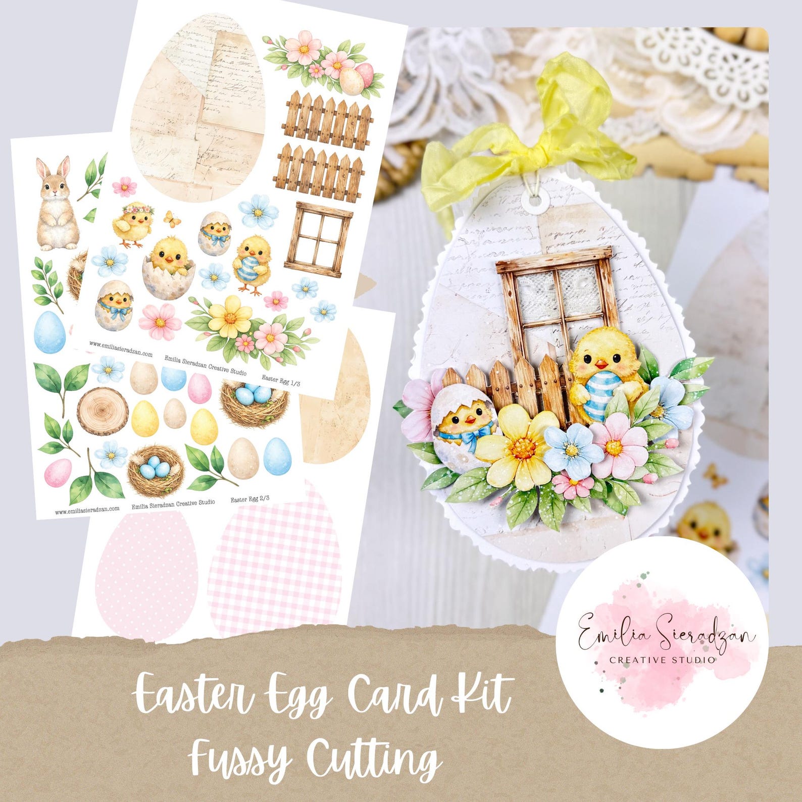 Easter Egg Card Kit Printable Digital Download Fussy Cutting Elements ...