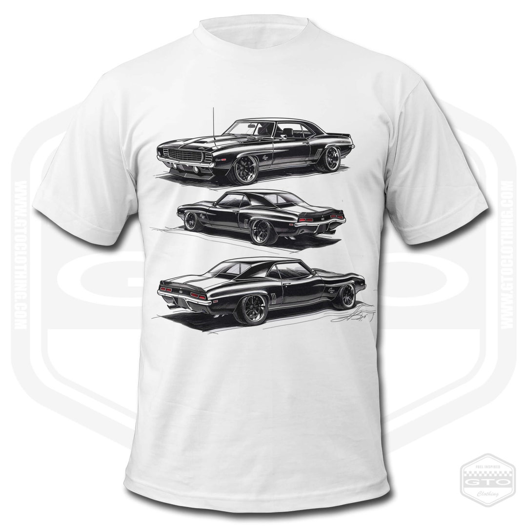 GTO Clothing Men's 1969 Chevrolet Camaro Black 1 American Muscle T ...