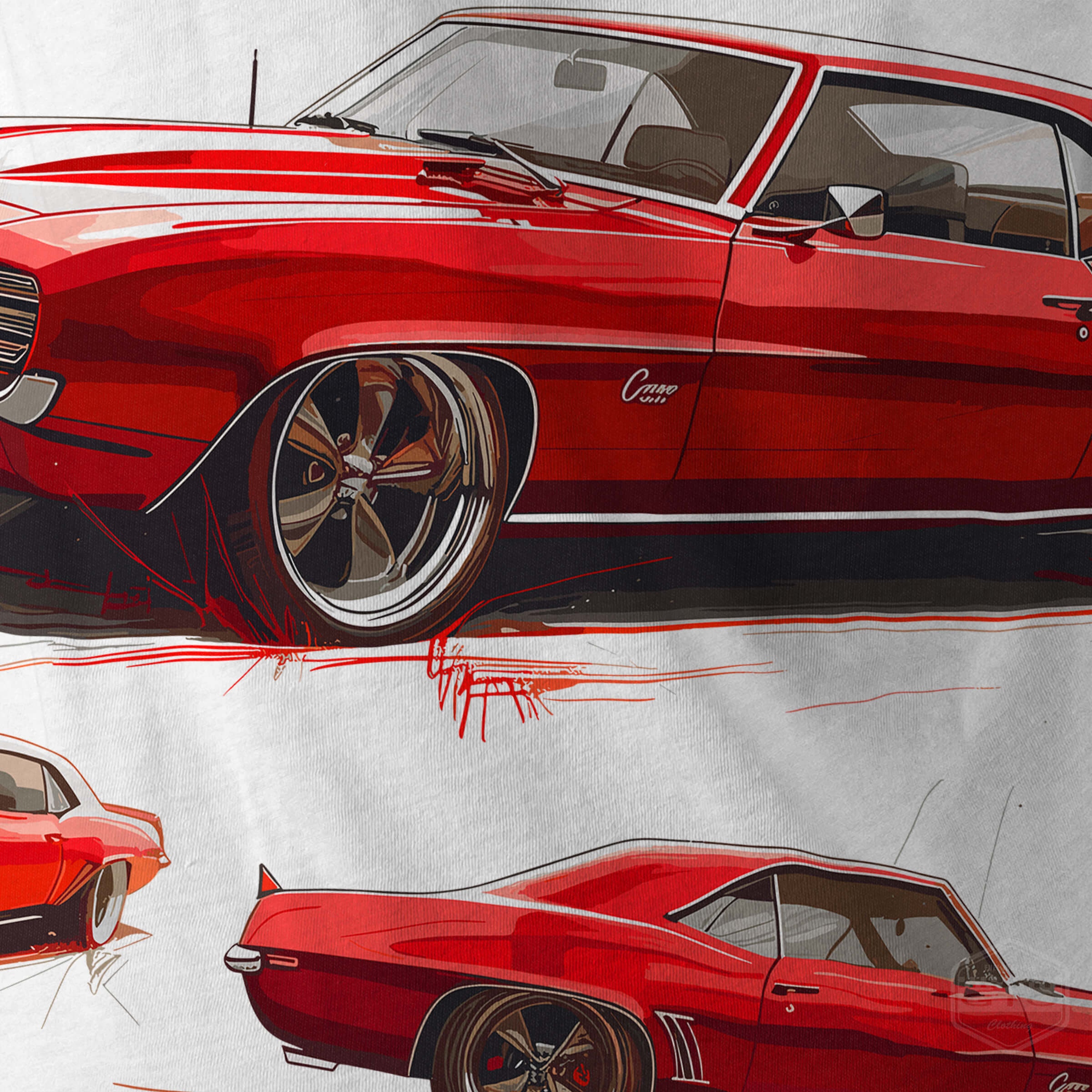 GTO Clothing Men's 1969 Chevrolet Camaro Red 3 American Muscle T-shirt ...