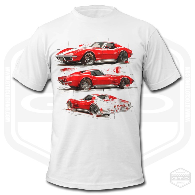 GTO Clothing Men's 1968 Chevrolet Corvette Red 6 American Muscle T ...