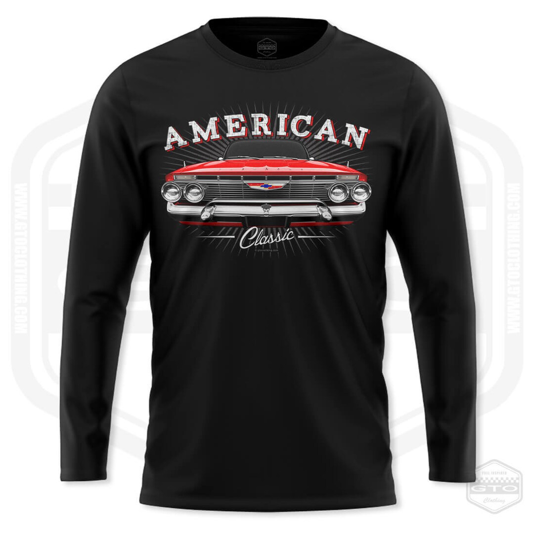 1961 Chevrolet Impala Tribute Men's Long Sleeve Shirt Black | American ...