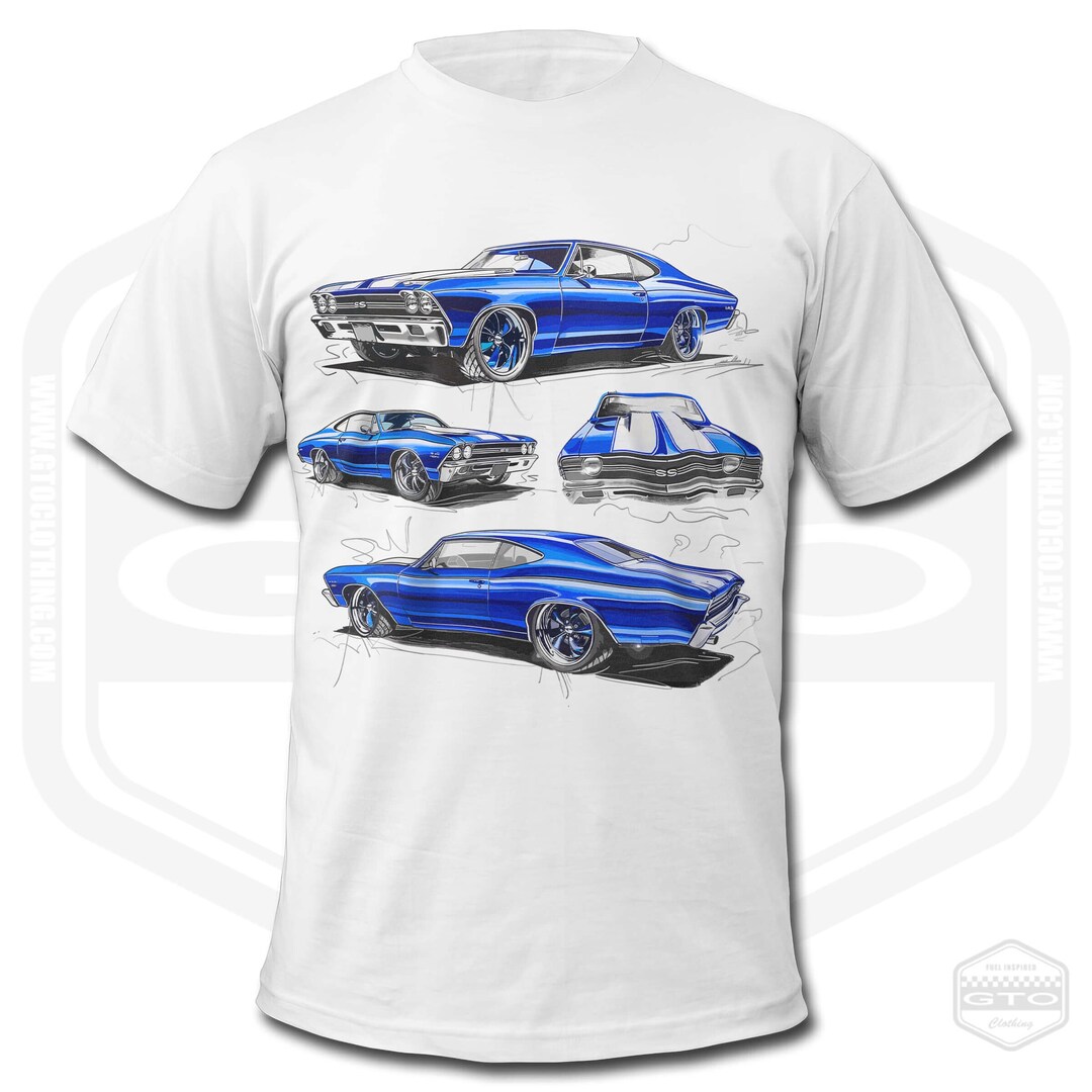 GTO Clothing Men's 1968 Chevrolet Chevelle Blue 5 American Muscle T ...