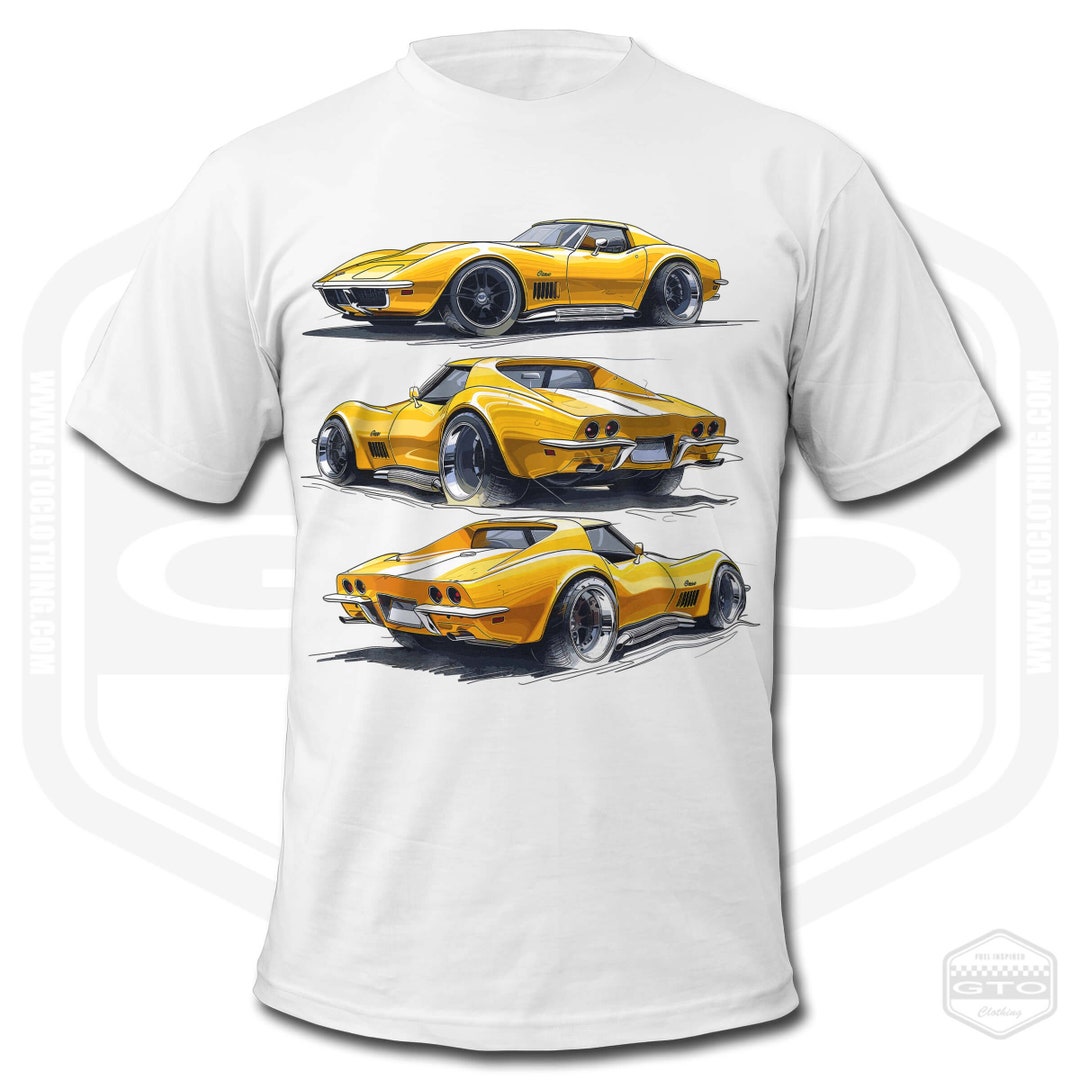 GTO Clothing Men's 1968 Chevrolet Corvette Yellow 1 American Muscle T ...