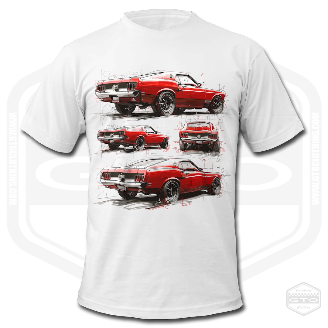 GTO Clothing Men's 1969 Ford Mustang Red 4 American Muscle T-shirt - Etsy
