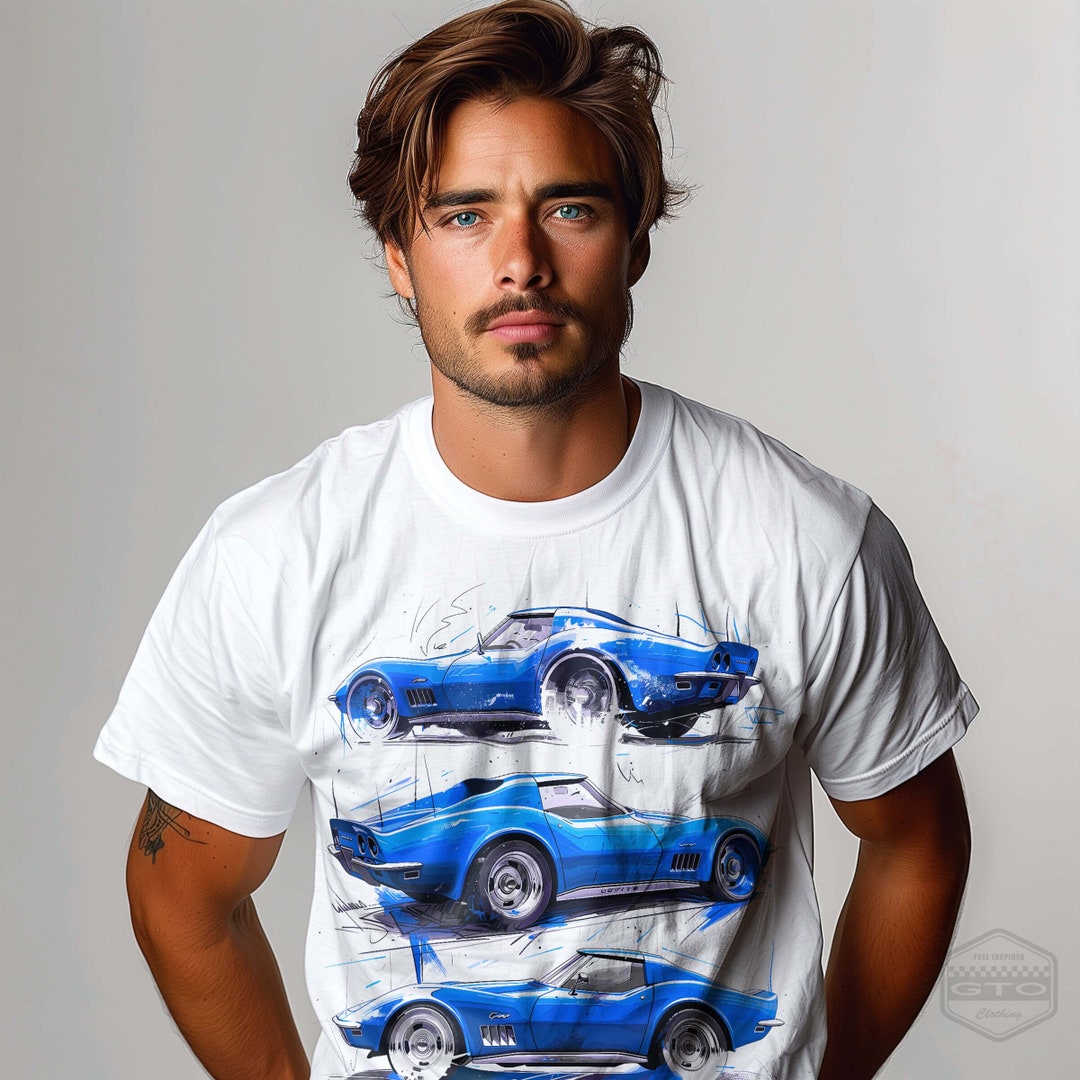 GTO Clothing Men's 1968 Chevrolet Corvette Blue 2 American Muscle T ...