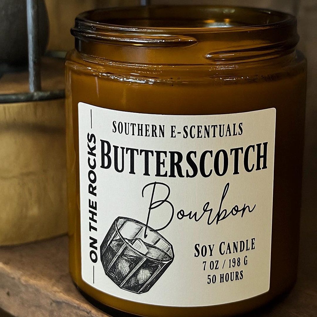 Butterscotch Bourbon Candle, Wooden Wick Candle, Soy Candle, Man Cave ...