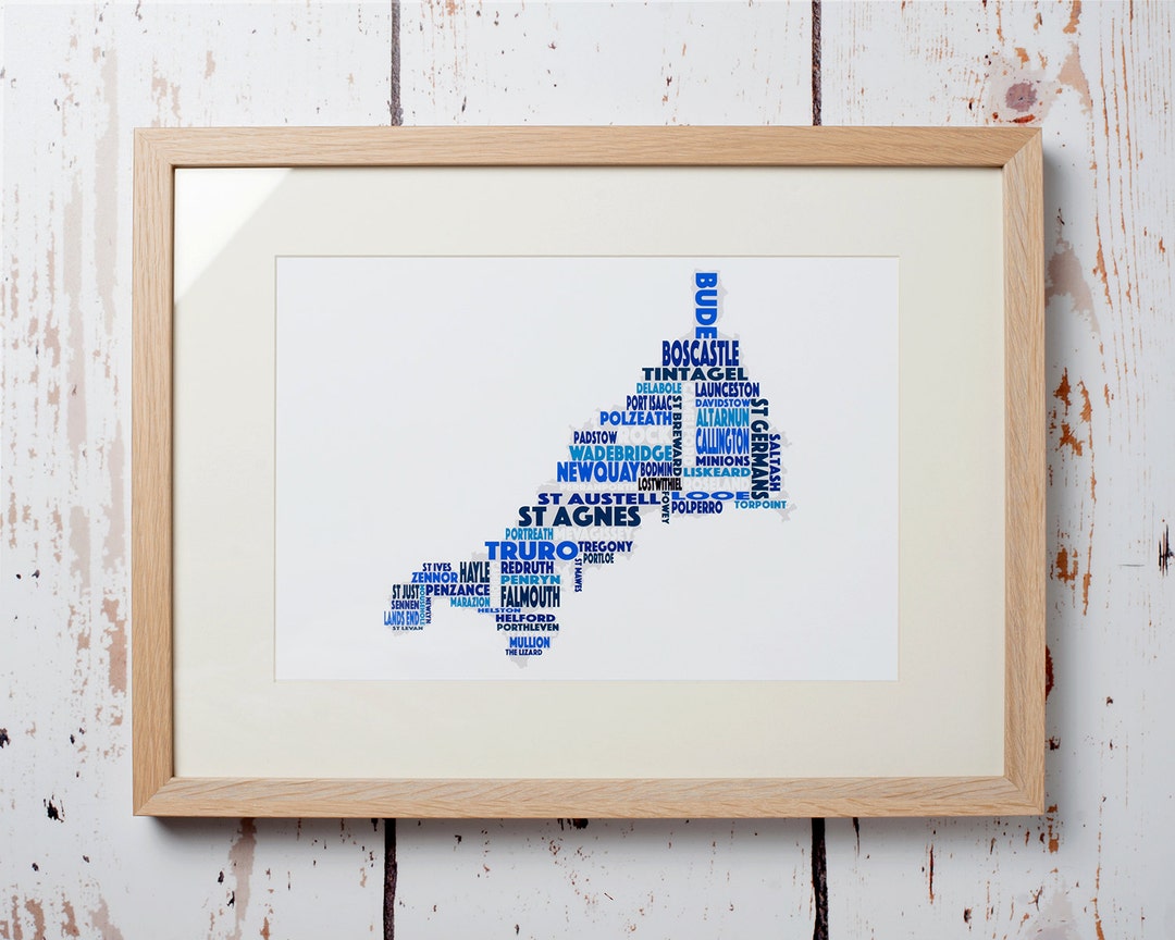 Cornwall Word Map - Print Only (12 X 8) - Etsy UK