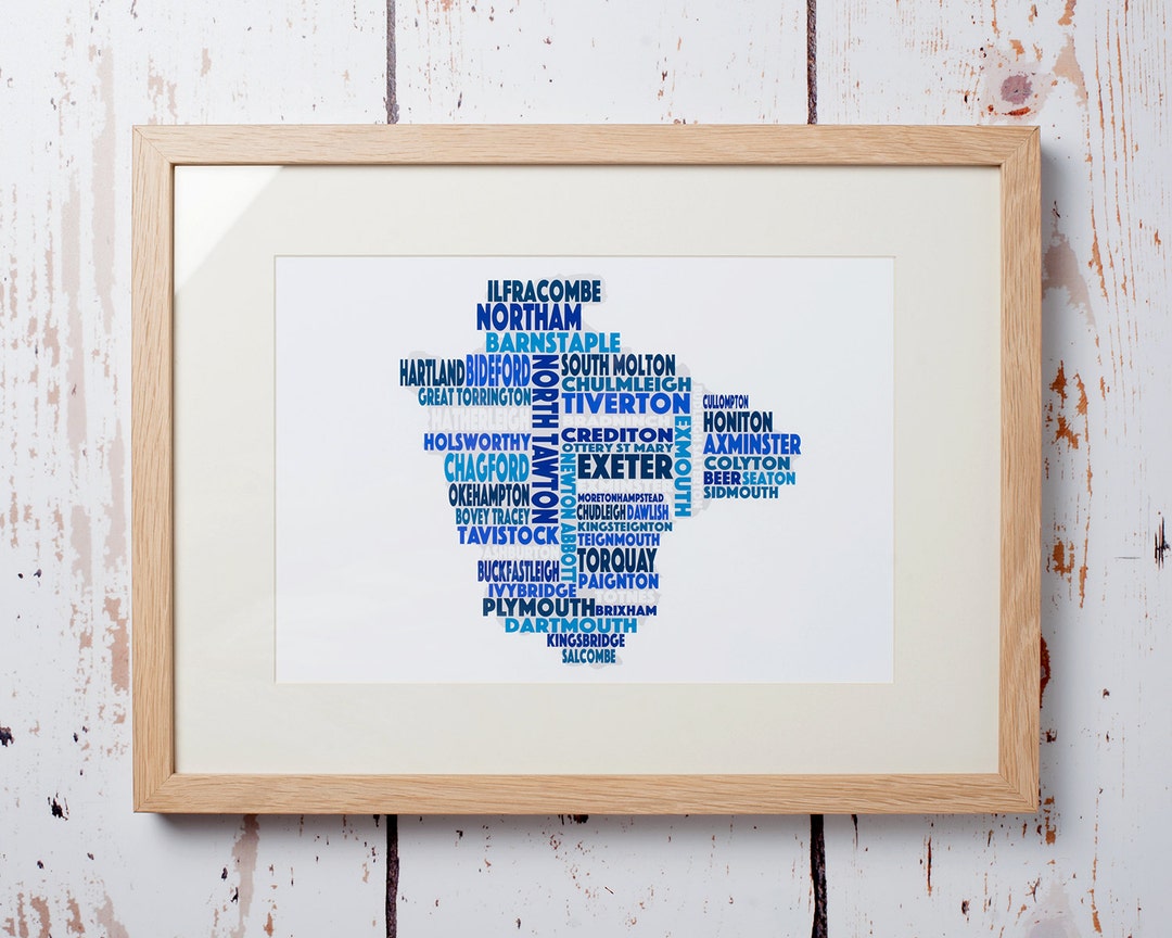 Devon Word Map - Print Only (12 X 8) - Etsy UK