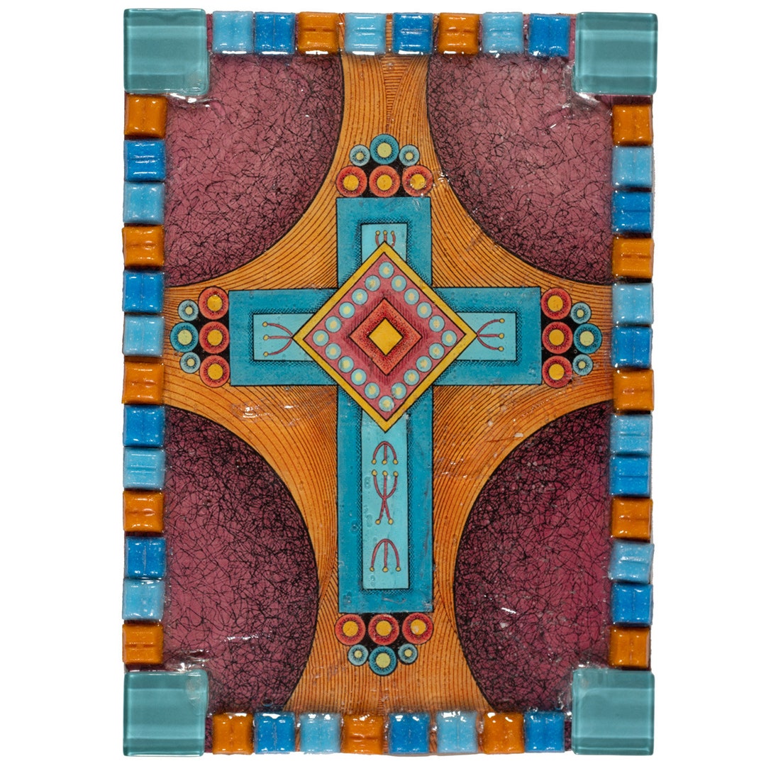 Eastern European Cross Acrylic Wall Art: Gemstone Border, Southwestern ...