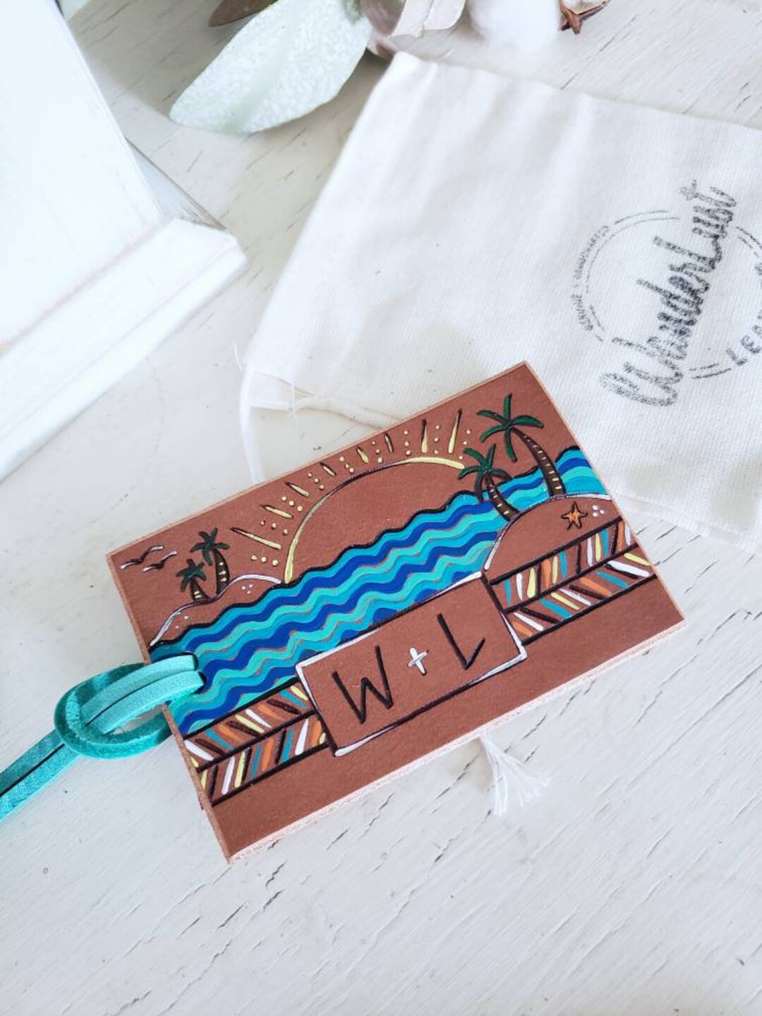 Painted Luggage Tag. Beach Luggage Tag. Tropical Luggage Tag. - Etsy