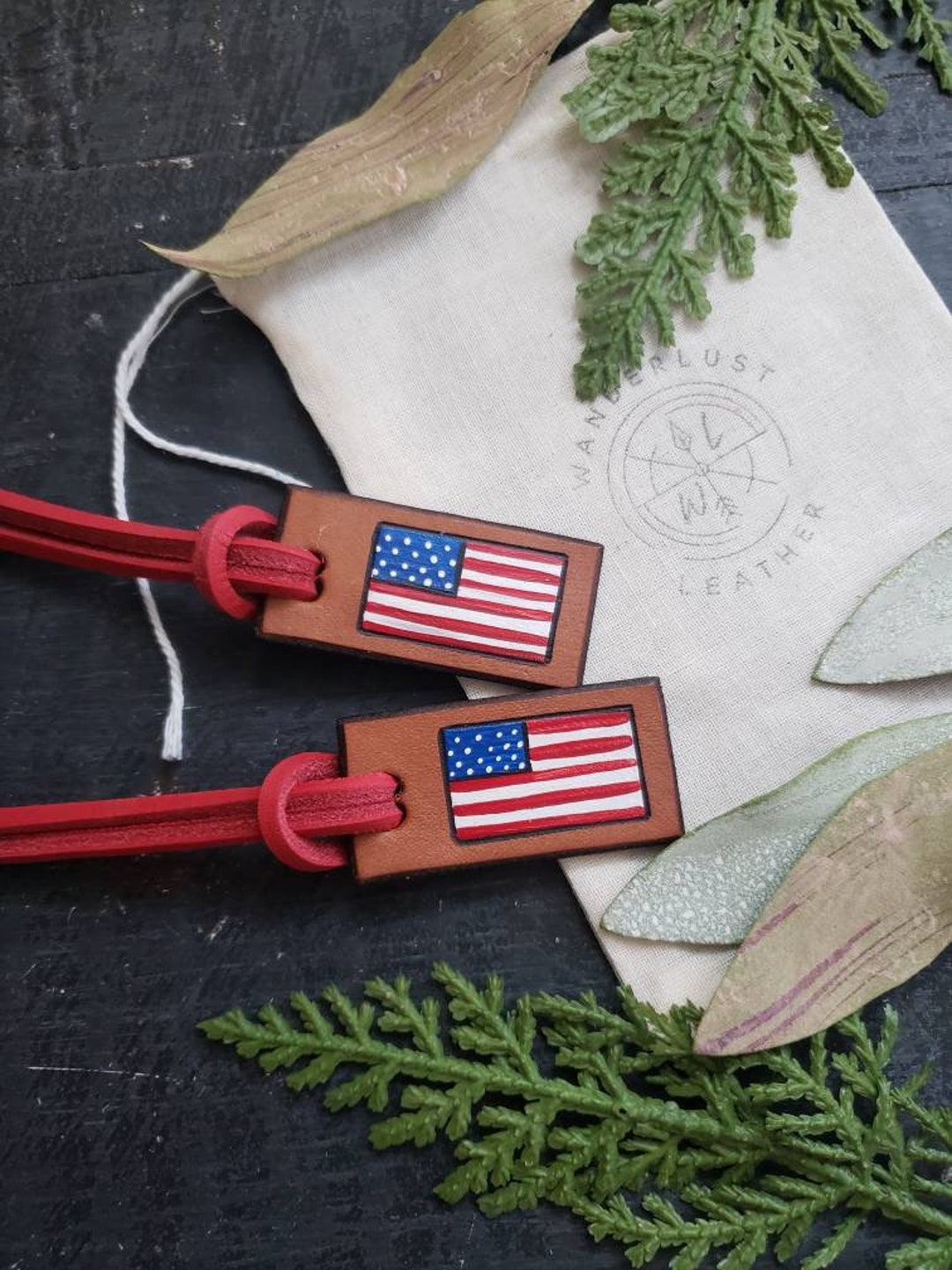 American Flag Tag. USA Tag. Leather Flag Tag. - Etsy