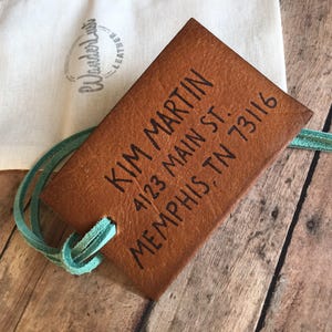 Address Leather Luggage Tag. Personalized Address Luggage Tag. | Etsy