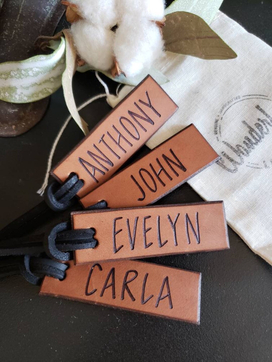 Custom Name Tags. Leather Name Tags. Personalized Name Tags. - Etsy