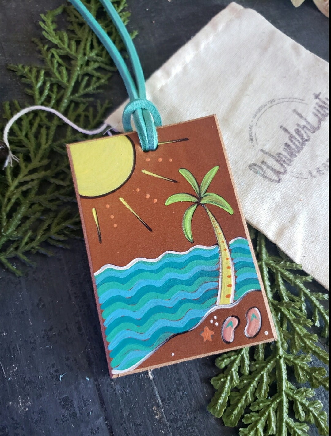 Beach Luggage Tag. Beach Tags. Palm Tree Tag. - Etsy