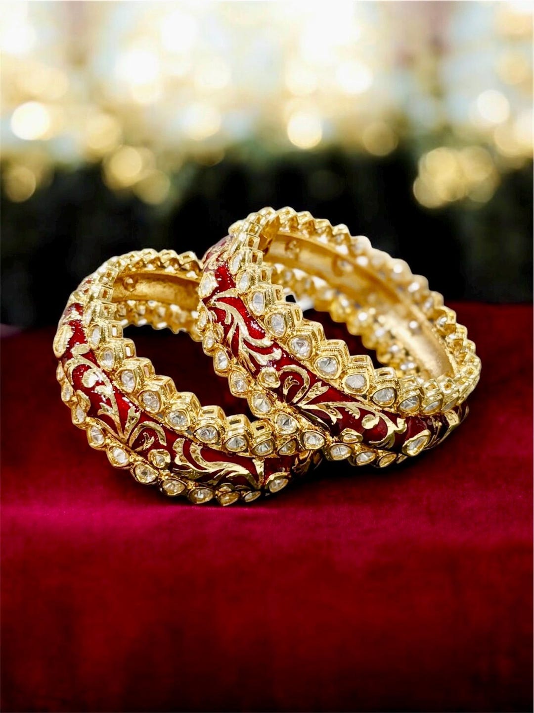 Sabyasachi Inspired Uncut Polki Kundan Designer Meena Bangles - Etsy