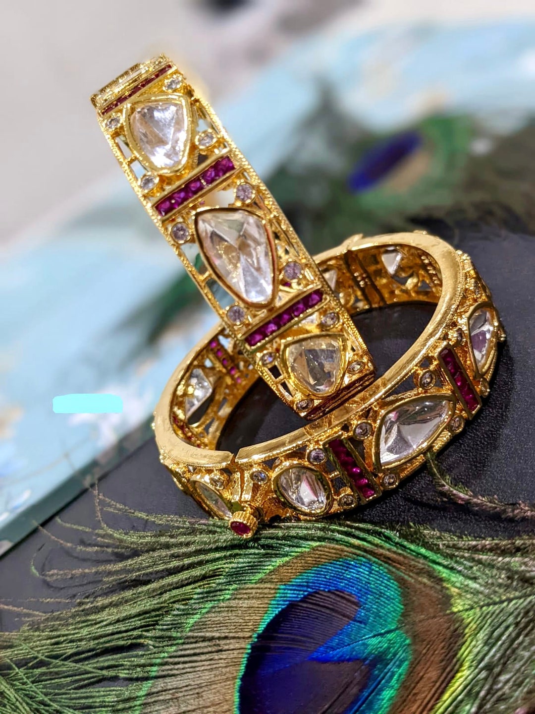 Sabyasachi Inspired Uncut Polki Kundan Designer Bangles - Etsy