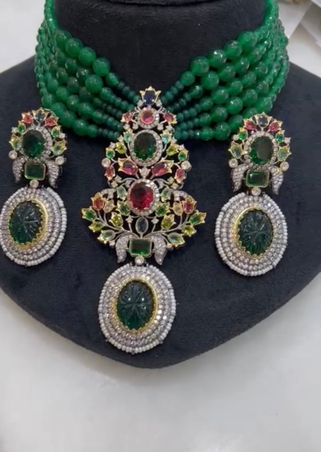 Sabyasachi Inspired Multi-color Necklace Set: Indian Designer Jewelry ...