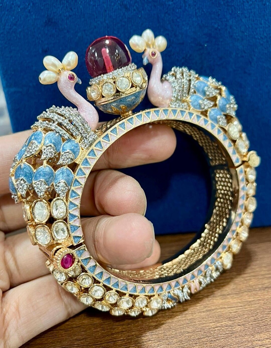 Sabyasachi Inspired Moissanite Polki Kundan With Meena Designer Bangles ...