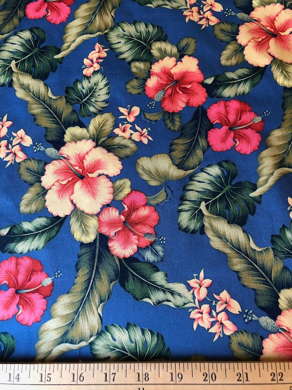 Hibiscus Tropical Print Cotton Fabric by David Textiles Inc. - Etsy