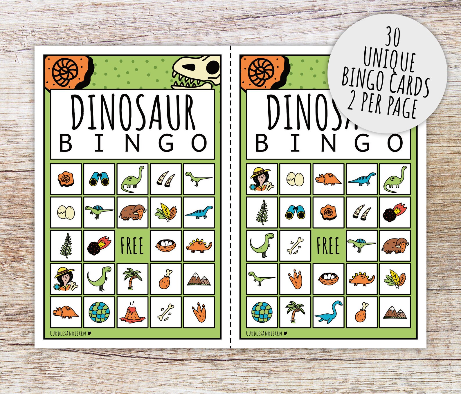 Dinosaur Bingo Game for Kids, Kids Dino Birthday Party Game, Classroom ...