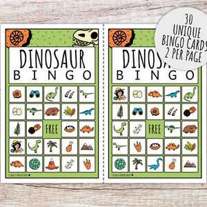 Dinosaur Bingo Game for Kids, Kids Dino Birthday Party Game, Classroom ...