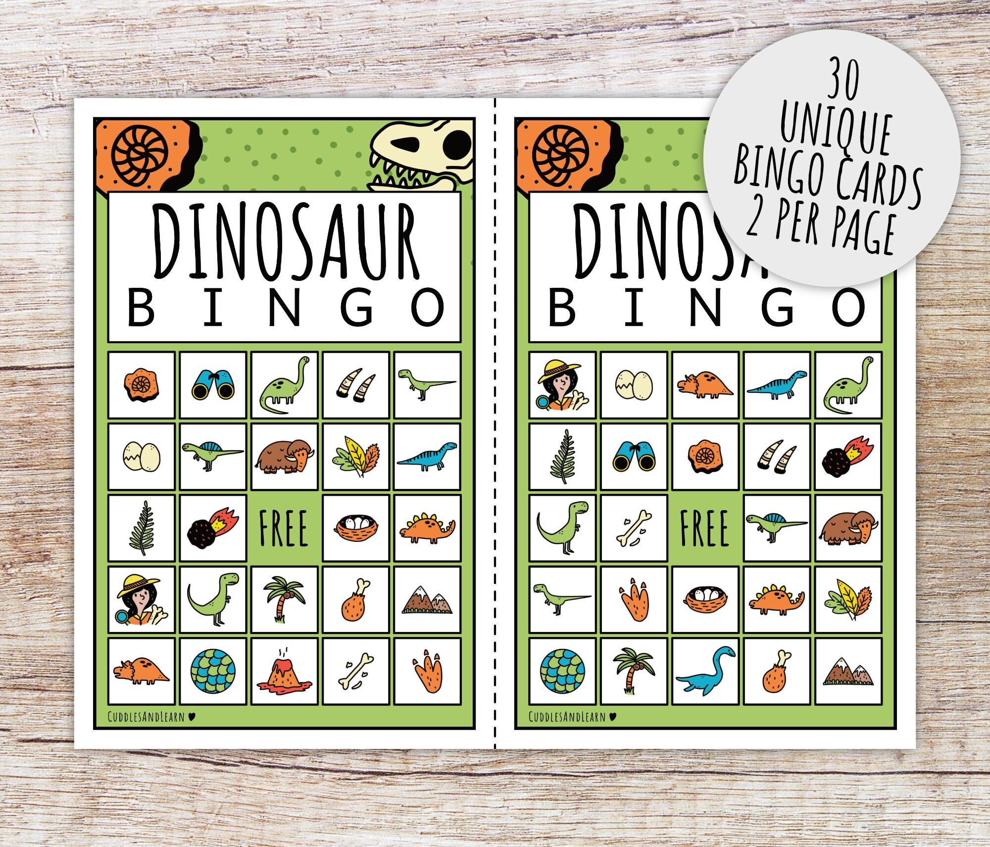 Dinosaur Bingo Game for Kids, Kids Dino Birthday Party Game, Classroom ...
