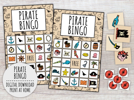 Pirate Bingo Game for Kids Kids Birthday Party Game - Etsy
