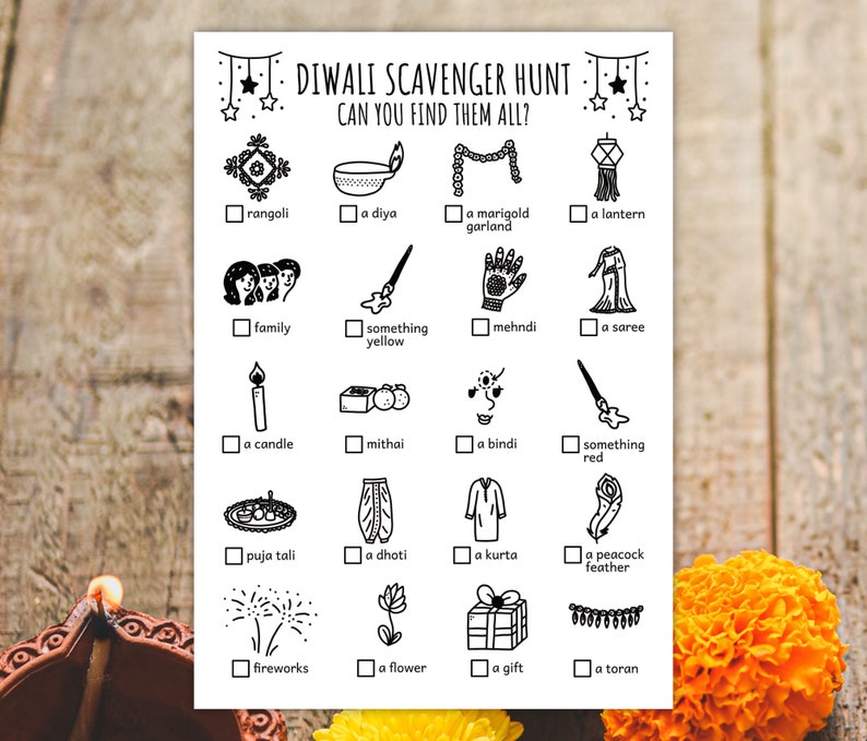 Diwali Scavenger Hunt for Kids, Deepavali Treasure Hunt, Party Activity ...