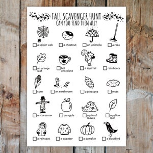 Fall Scavenger Hunt for Kids, Autumn Treasure Hunt, Fall Outdoor ...